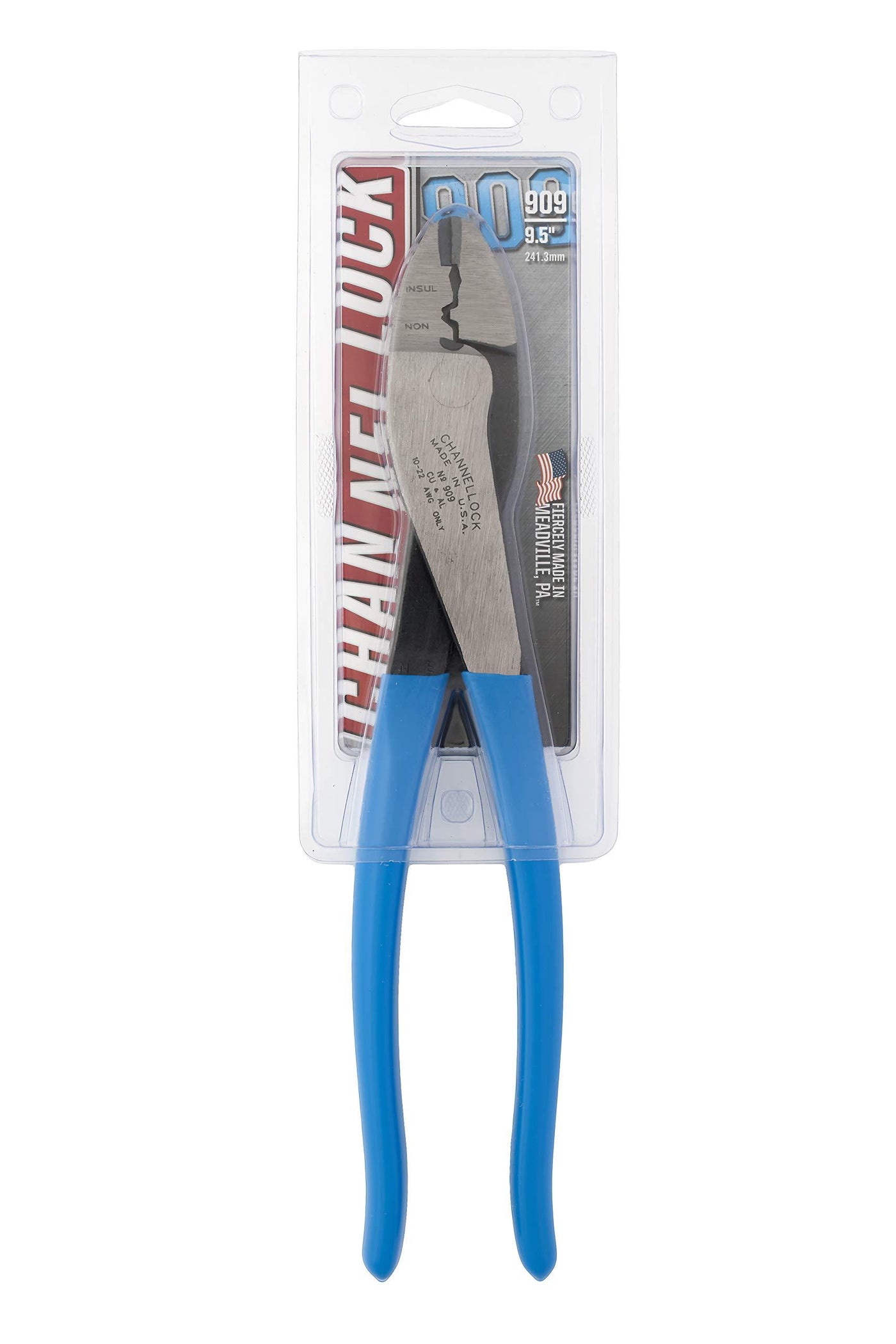 Channellock 909 9.5 Inch Wire Crimping Tool Electrician s Terminal Crimp Pliers with Cutter are Designed for Insulated and Non Insulated Connections